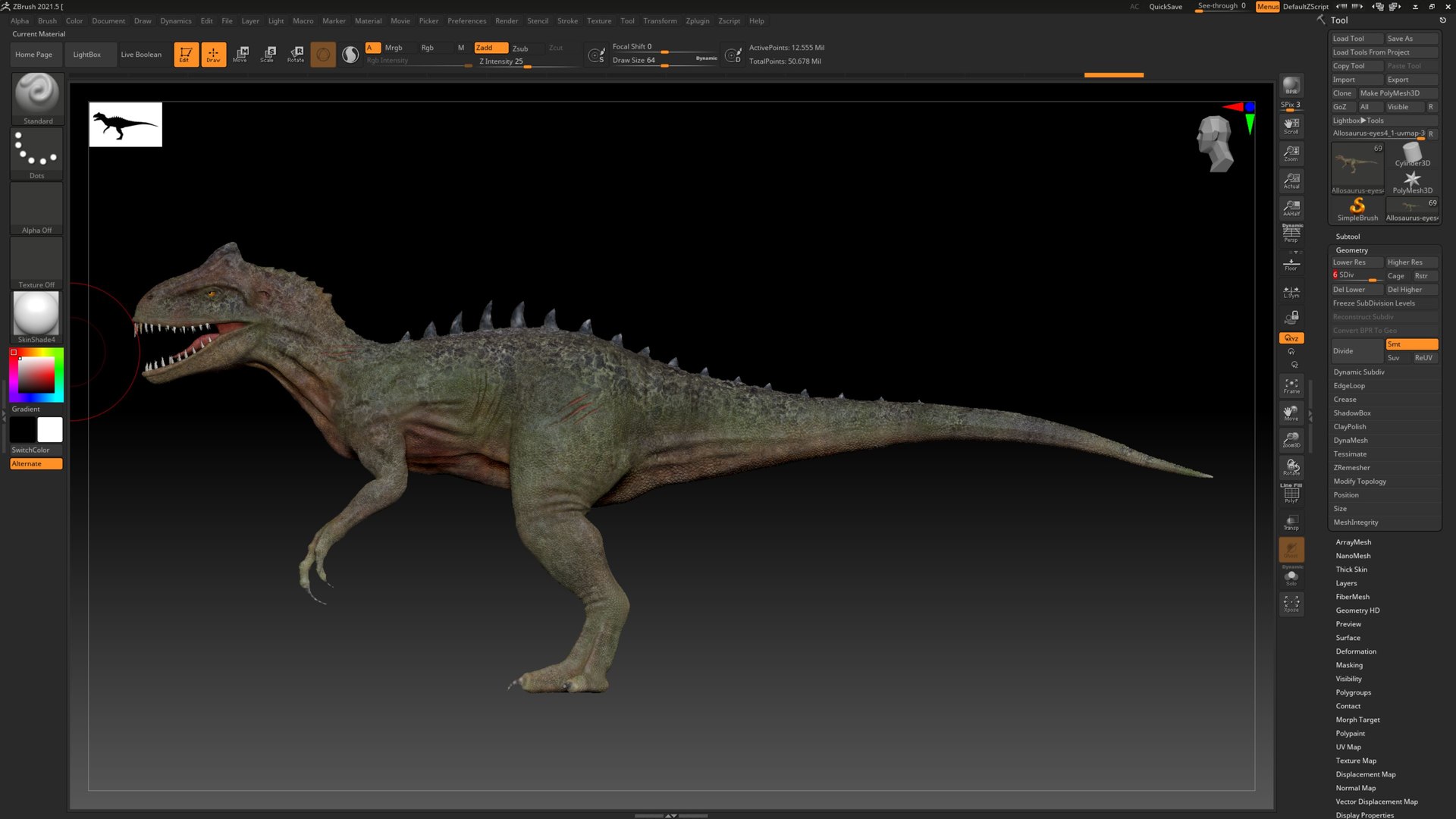 3D Allosaurus Theropod Dinosaur In Blender And ZBrush Model ...