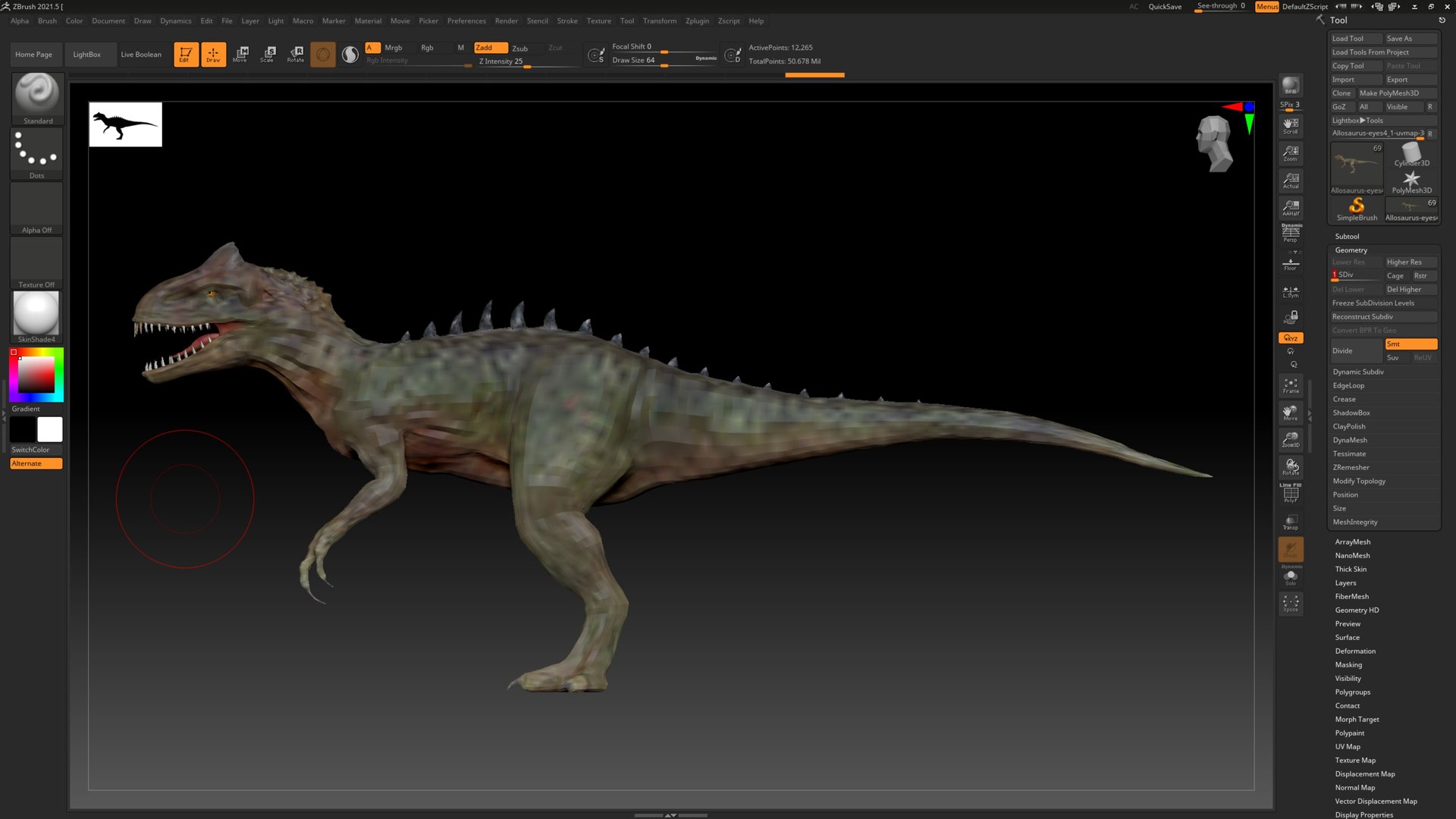 3D Allosaurus Theropod Dinosaur In Blender And ZBrush Model ...