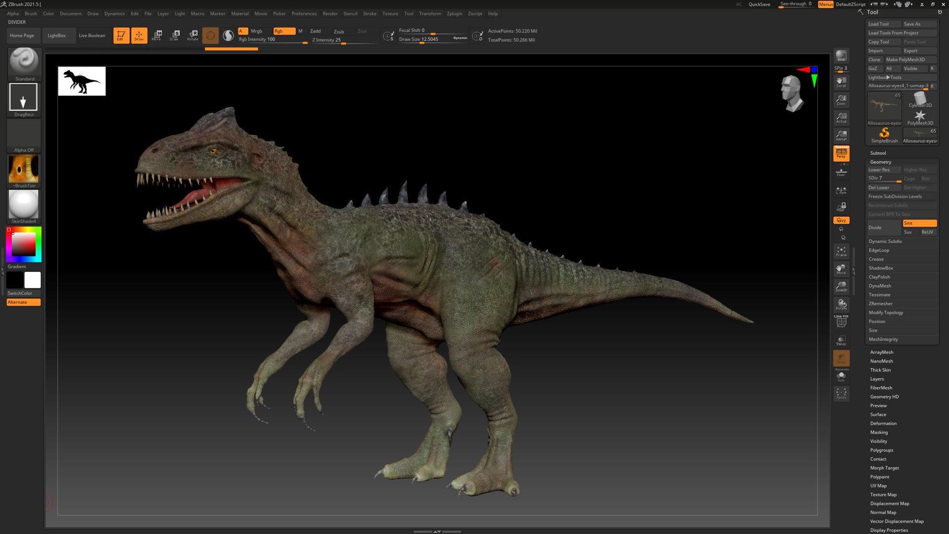 3D Allosaurus Theropod Dinosaur In Blender And ZBrush Model - TurboSquid 2020489