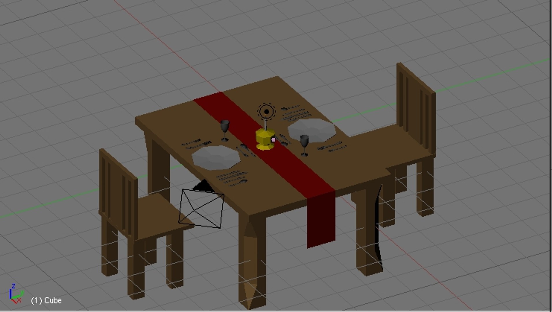 dinner scene table chairs 3ds