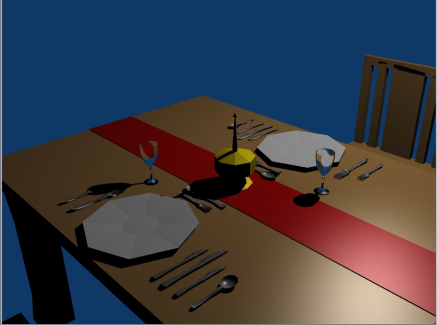 dinner scene table chairs 3ds