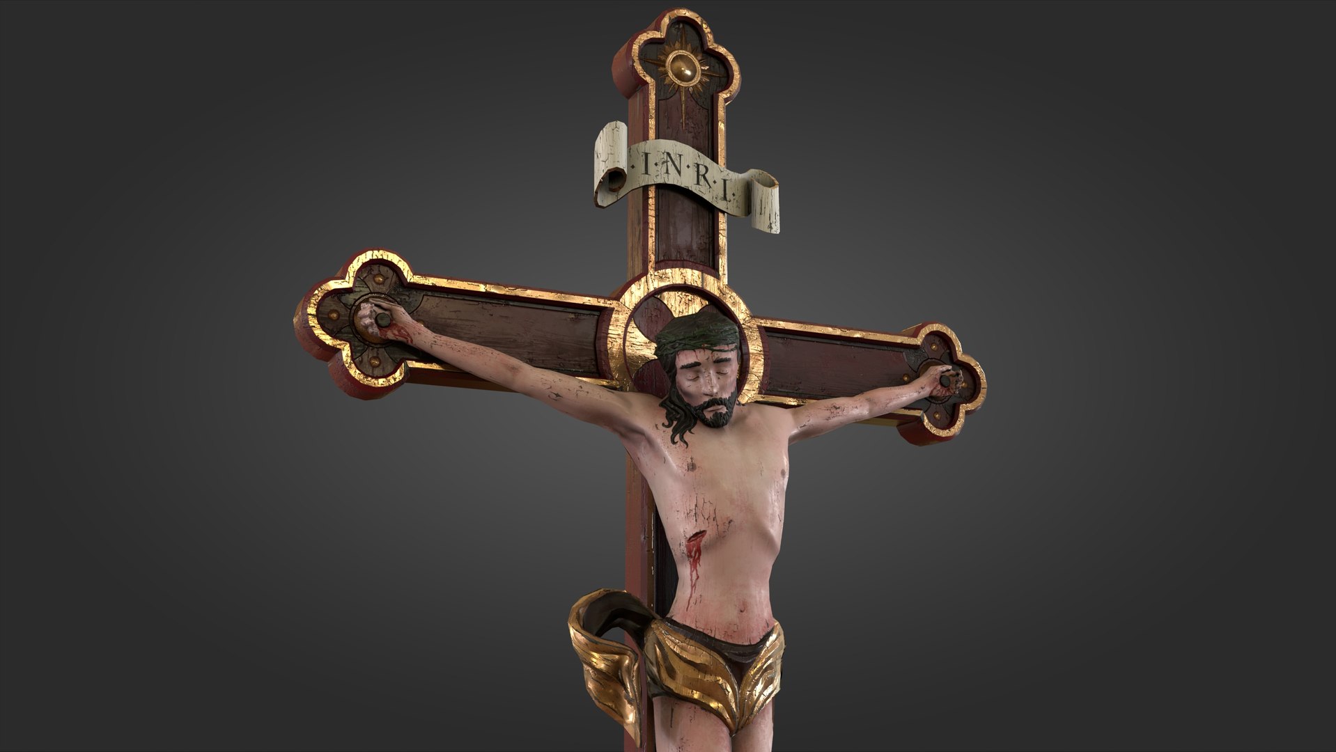 3D Medieval Crucifix Red - PBR - TurboSquid 1818010