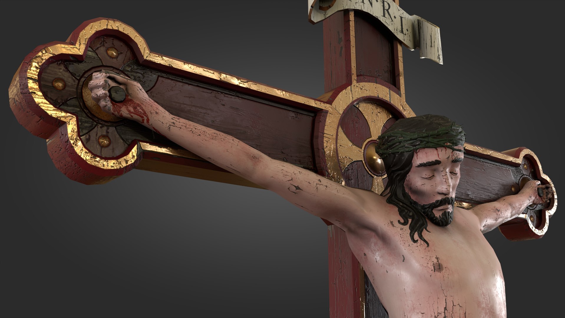 3D Medieval Crucifix Red - PBR - TurboSquid 1818010