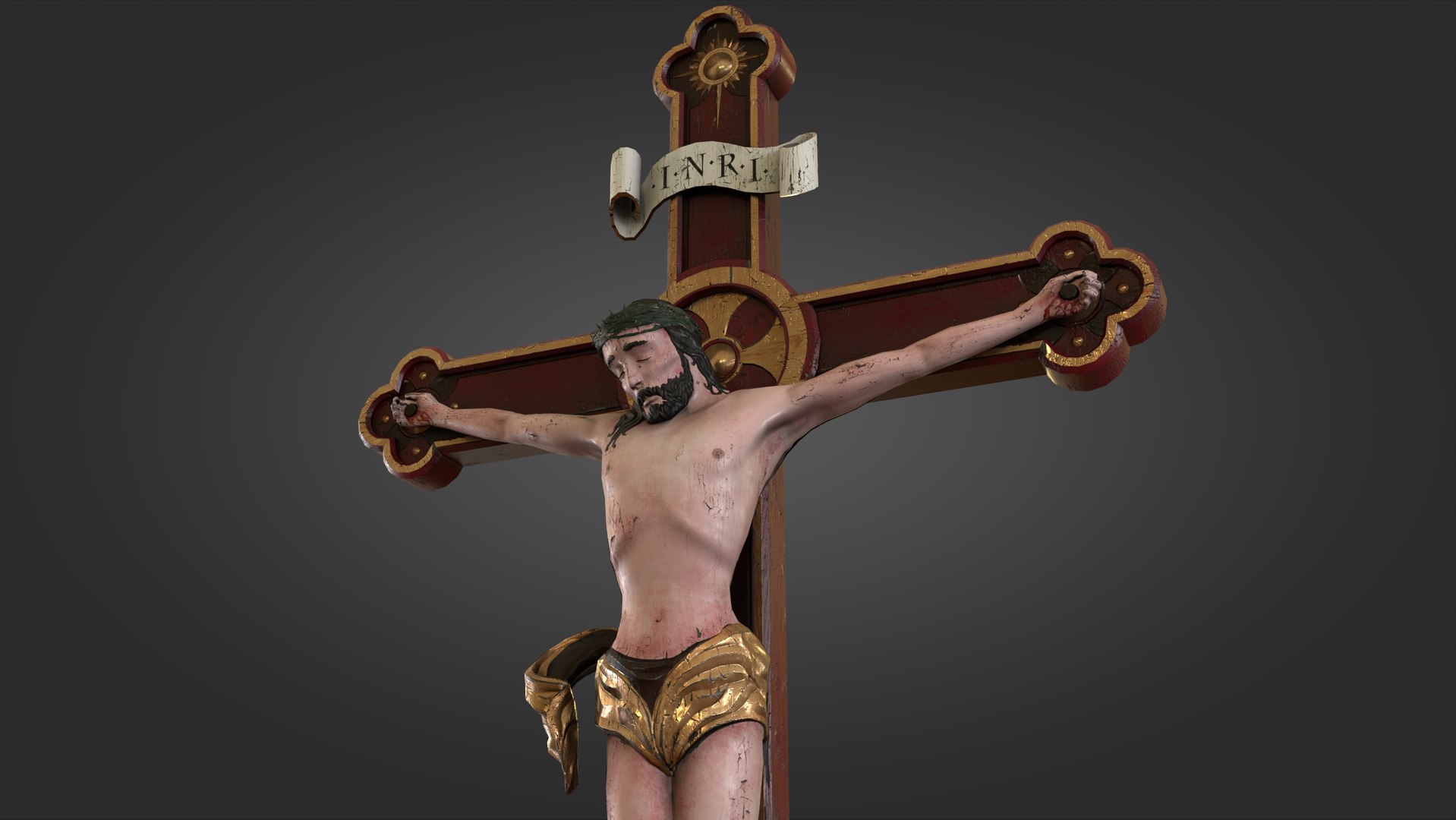 3D Medieval Crucifix Red - PBR - TurboSquid 1818010