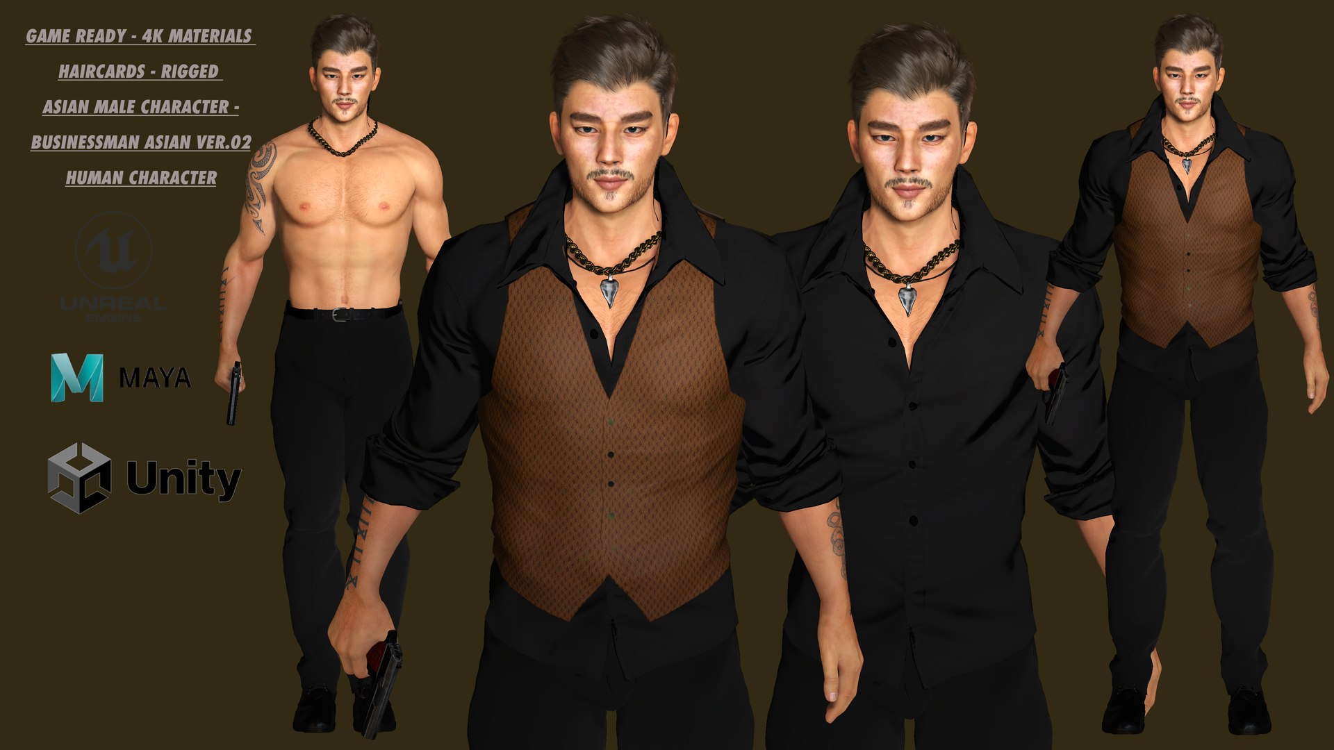 AAA 3D REALISTIC ASIAN MALE CHARACTER - BUSINESSMAN ASIAN Ver 02 3D ...