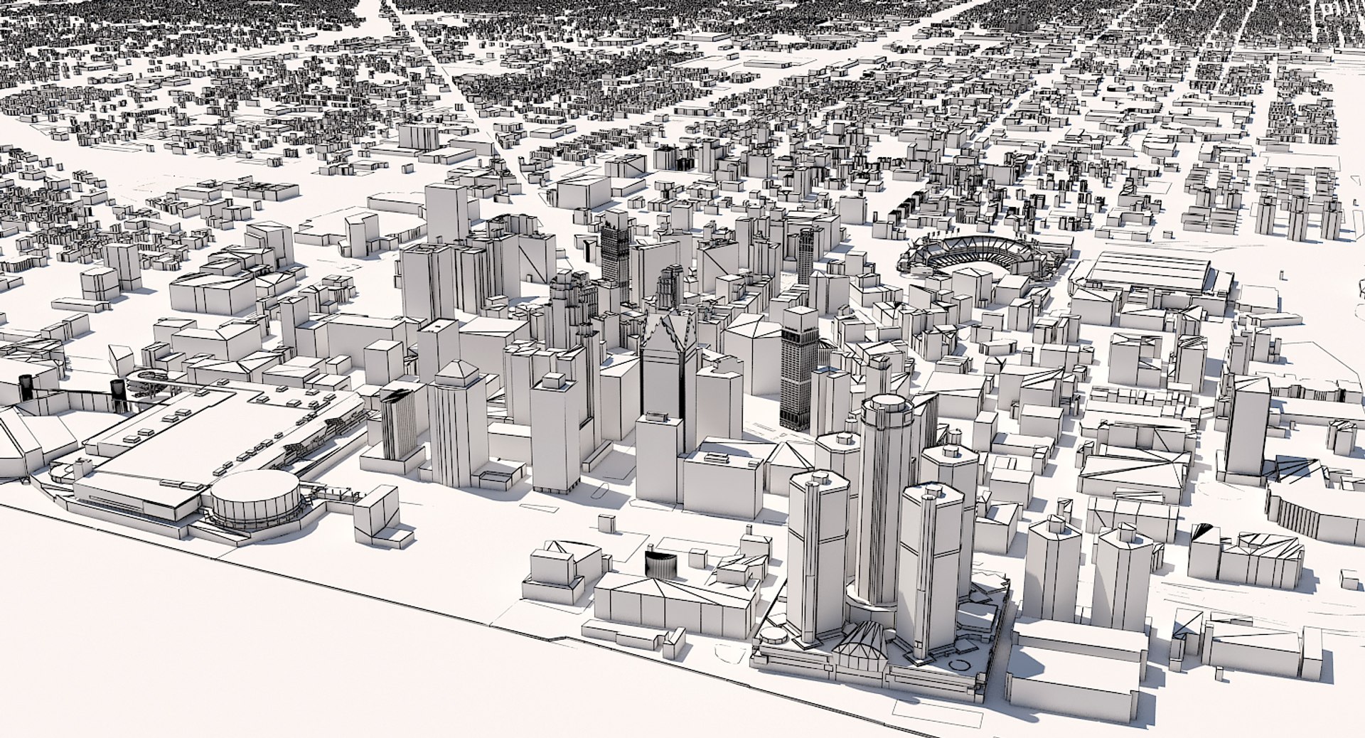 3D Detroit Cityscape - TurboSquid 1209878