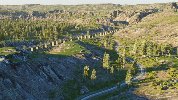 3D Roads and paths in Blender model - TurboSquid 1729099