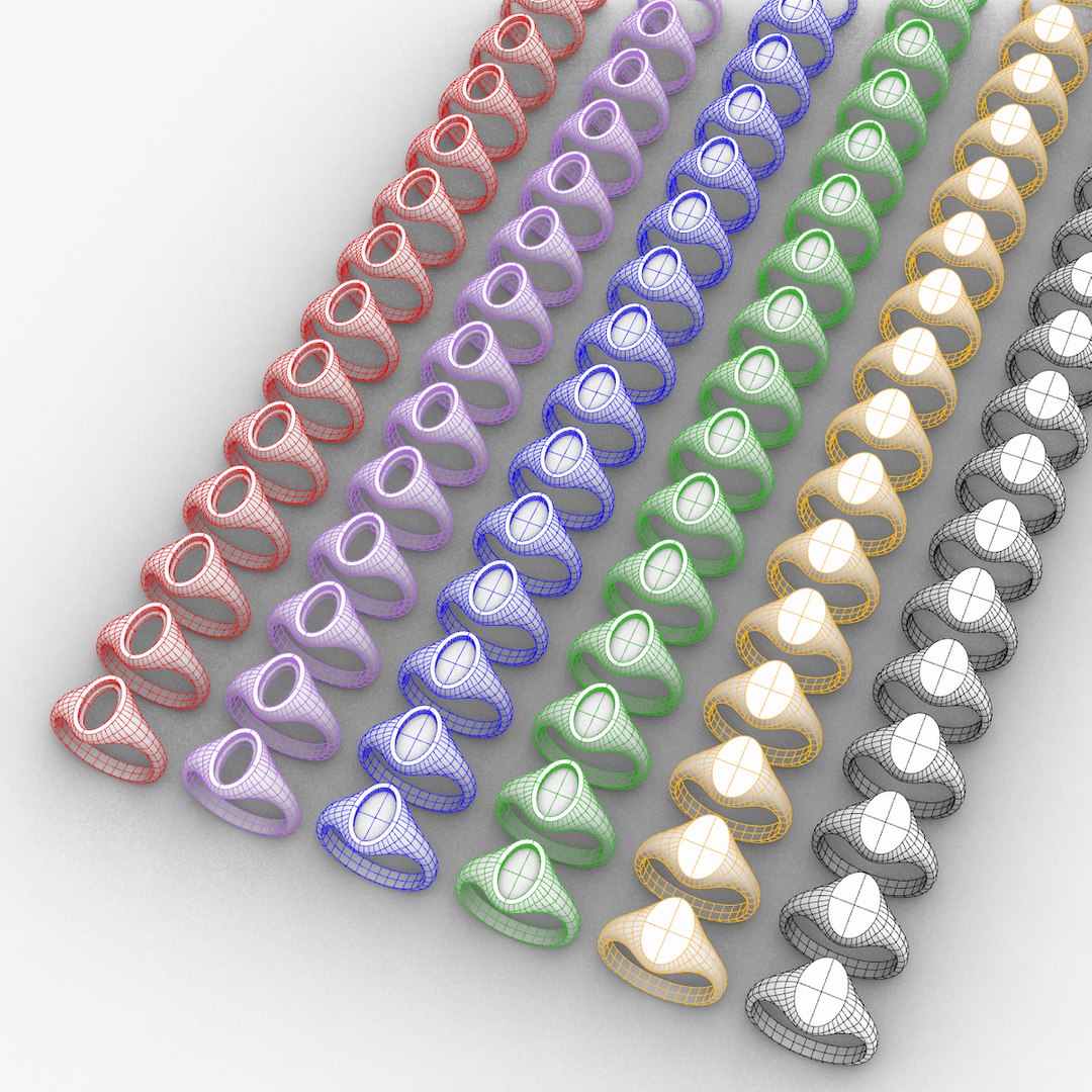 Oval 14X9 Mm Signet Rings 174 Items 3D Model - TurboSquid 2326881