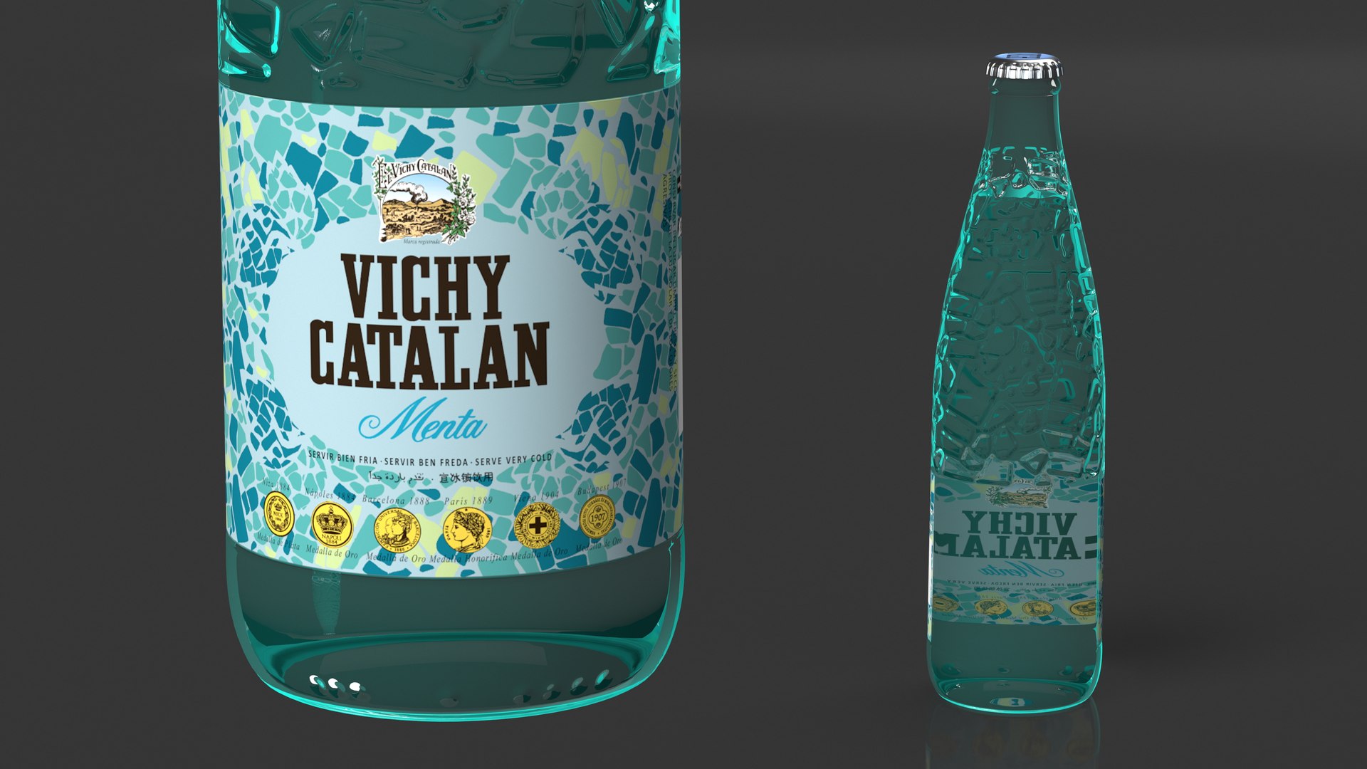 Bottle Of Mineral Water Vichy Catalan Mint Model - TurboSquid 1999805