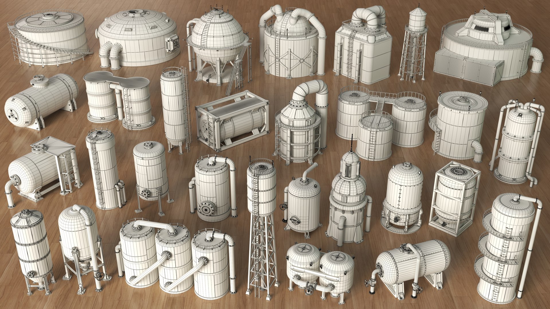 3D Industrial Tanks - Part - 4 - 30 Pieces Model - TurboSquid 2015151