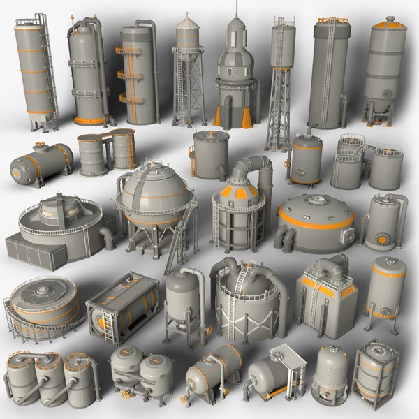 modelo 3d Industrial Tanks - part - 4 - 30 pieces - TurboSquid 2015151