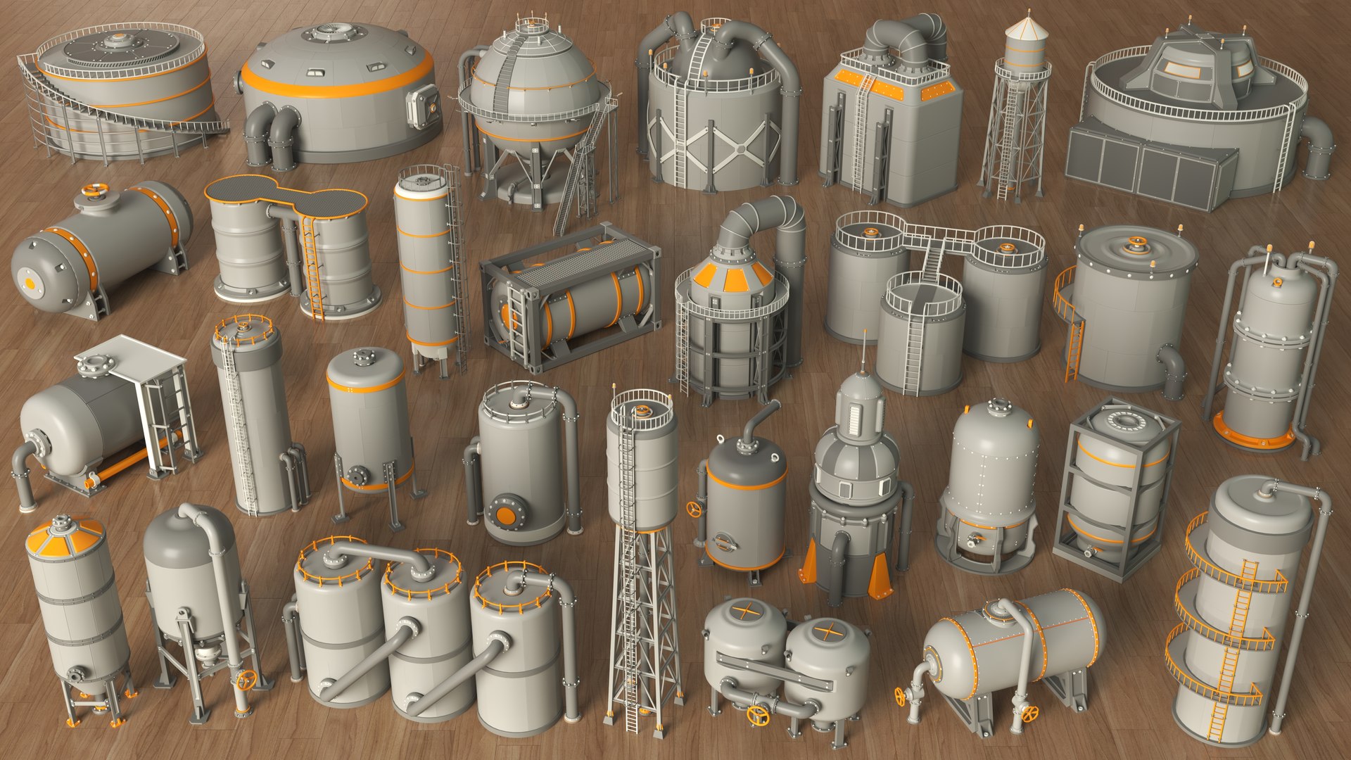 3D Industrial Tanks - Part - 4 - 30 Pieces Model - TurboSquid 2015151
