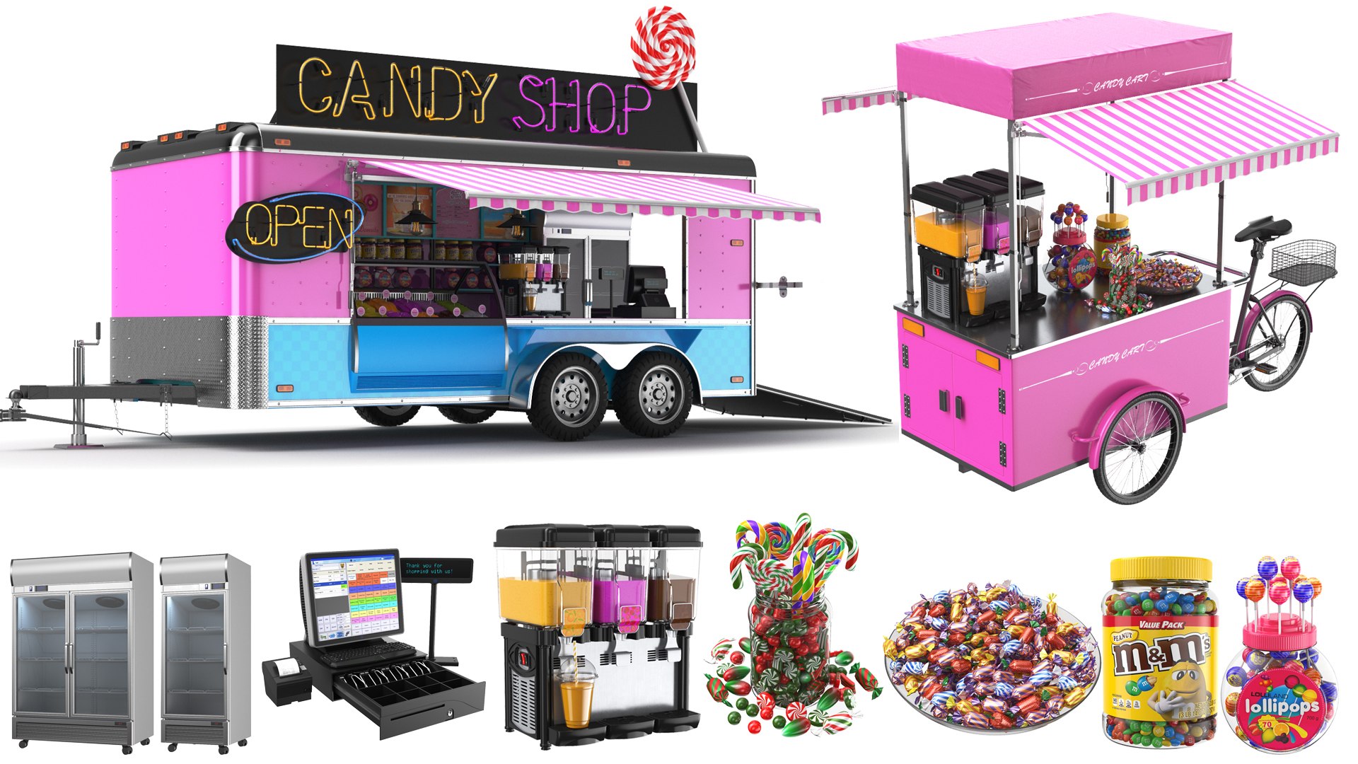 3D Two Detailed Candy Shops Model - TurboSquid 2122384