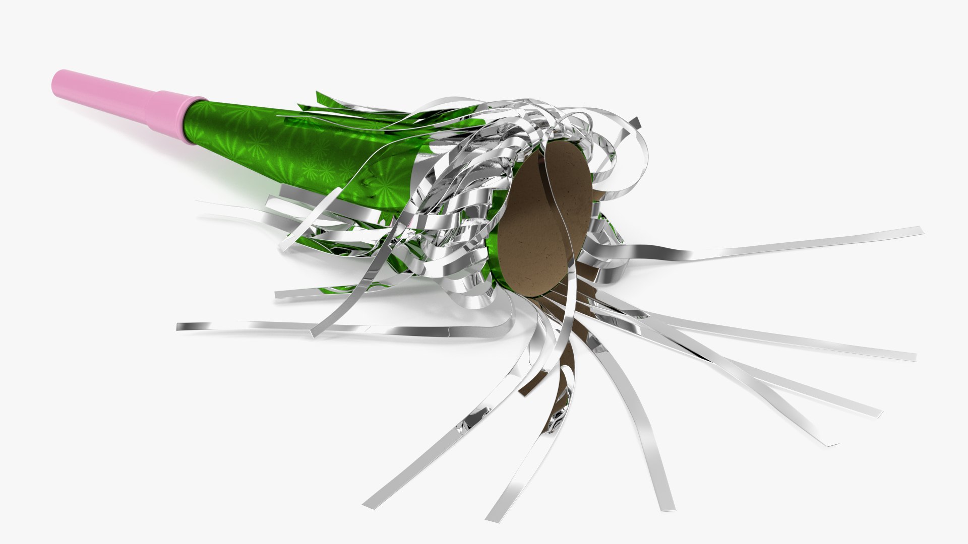 3D Party Horn Blower Lying Green - TurboSquid 2118962