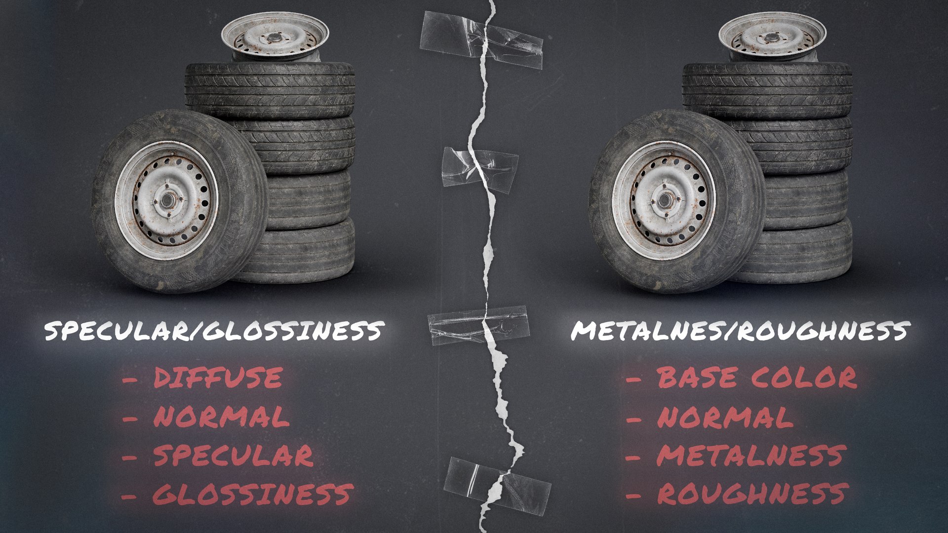 Game Ready Car Wheel Rim Tire Pack -Clean New And Worn Dirty Old 3D ...