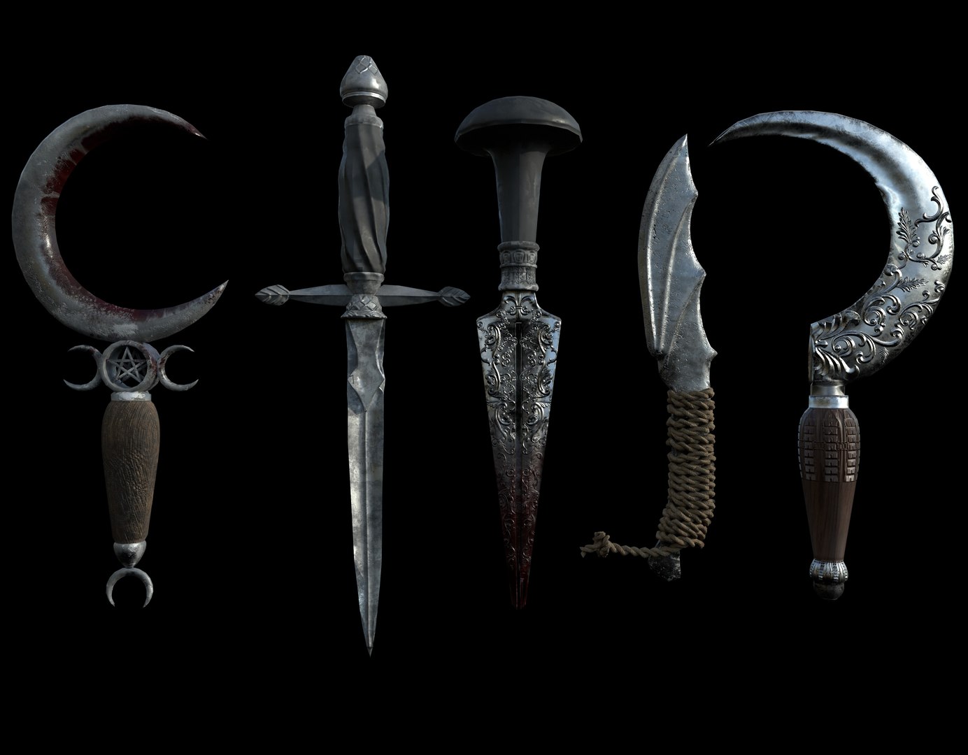 3D Ritual Knives Model - TurboSquid 1618791