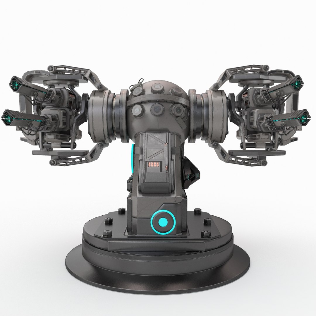 3d plasma turret sci-fi model