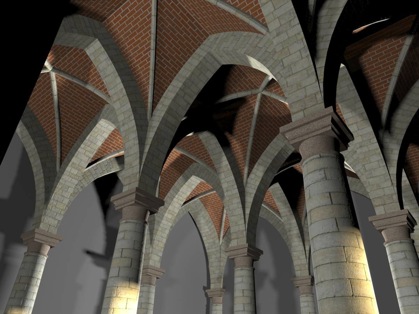 Romanic Vaulting Column Spacings 3d Model