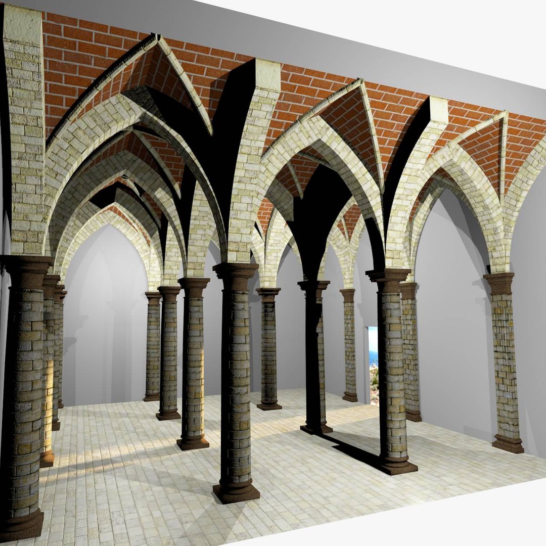 Romanic Vaulting Column Spacings 3d Model