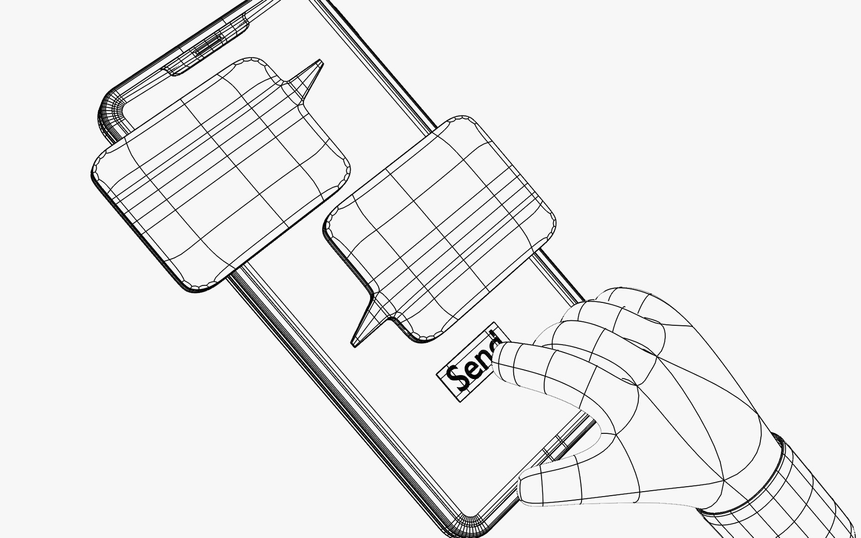 3D Model Smartphone With Text Bubbles And Cartoon Hand - TurboSquid 2177413