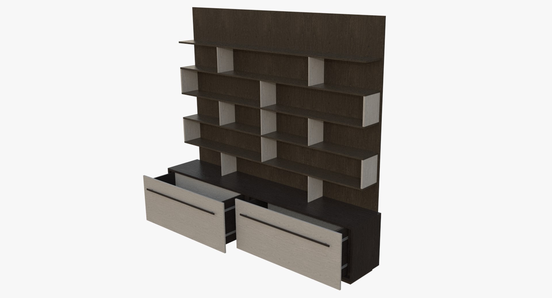 bookcase interactive drawers 3d blend