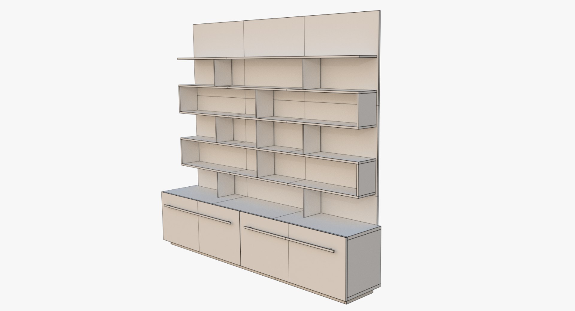 bookcase interactive drawers 3d blend