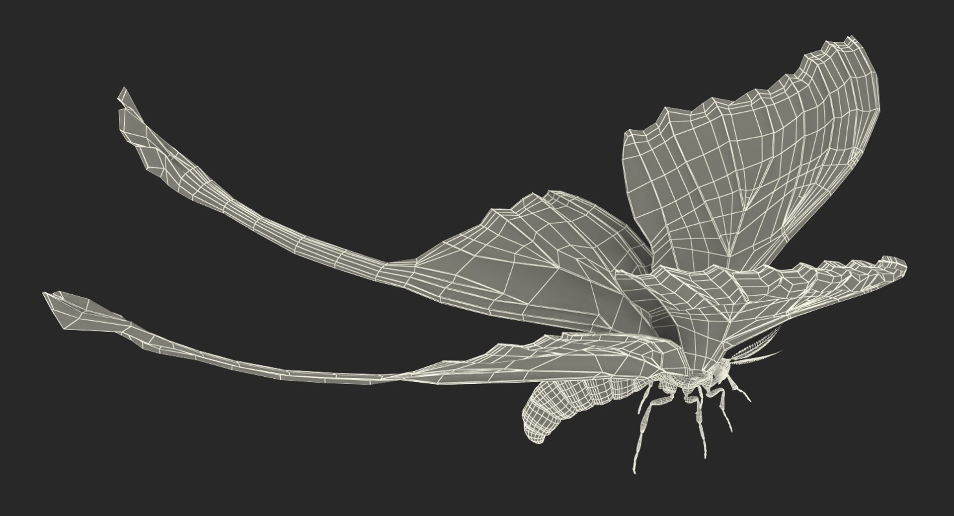 3d Model Comet Moth Flying Pose