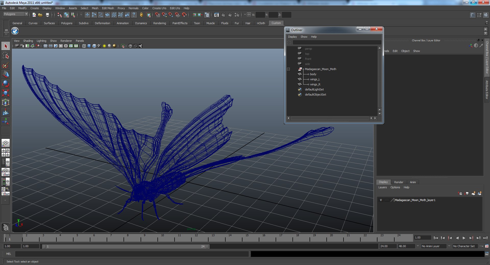 3d Model Comet Moth Flying Pose