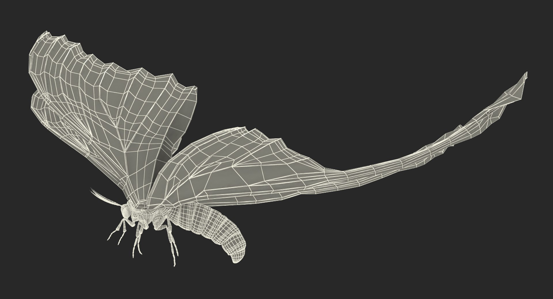 3d Model Comet Moth Flying Pose