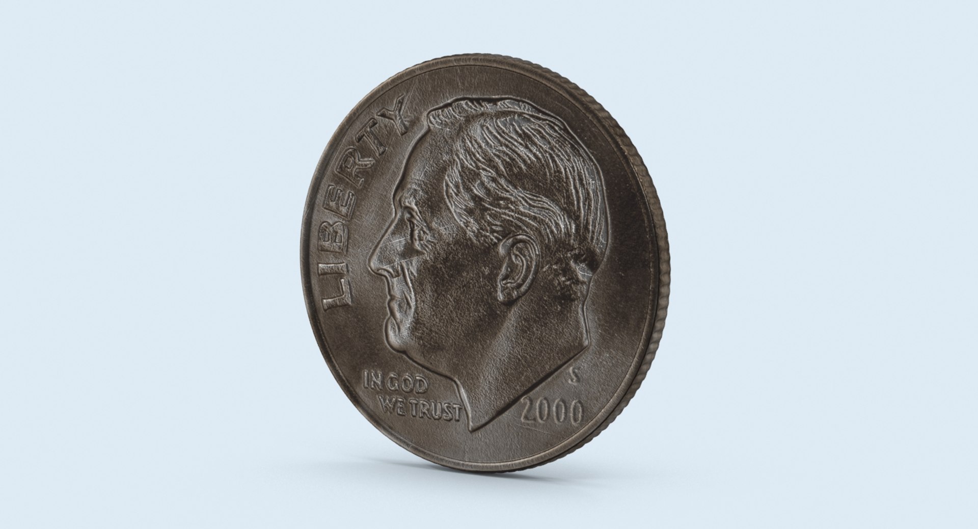 Dime Aged 3d Model