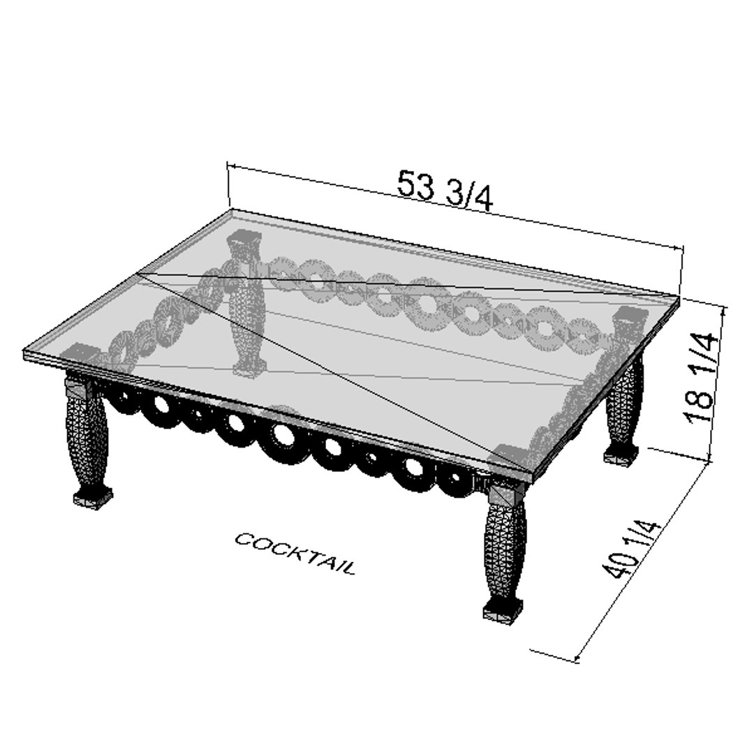 3d Model O Rectangular Cocktail Table