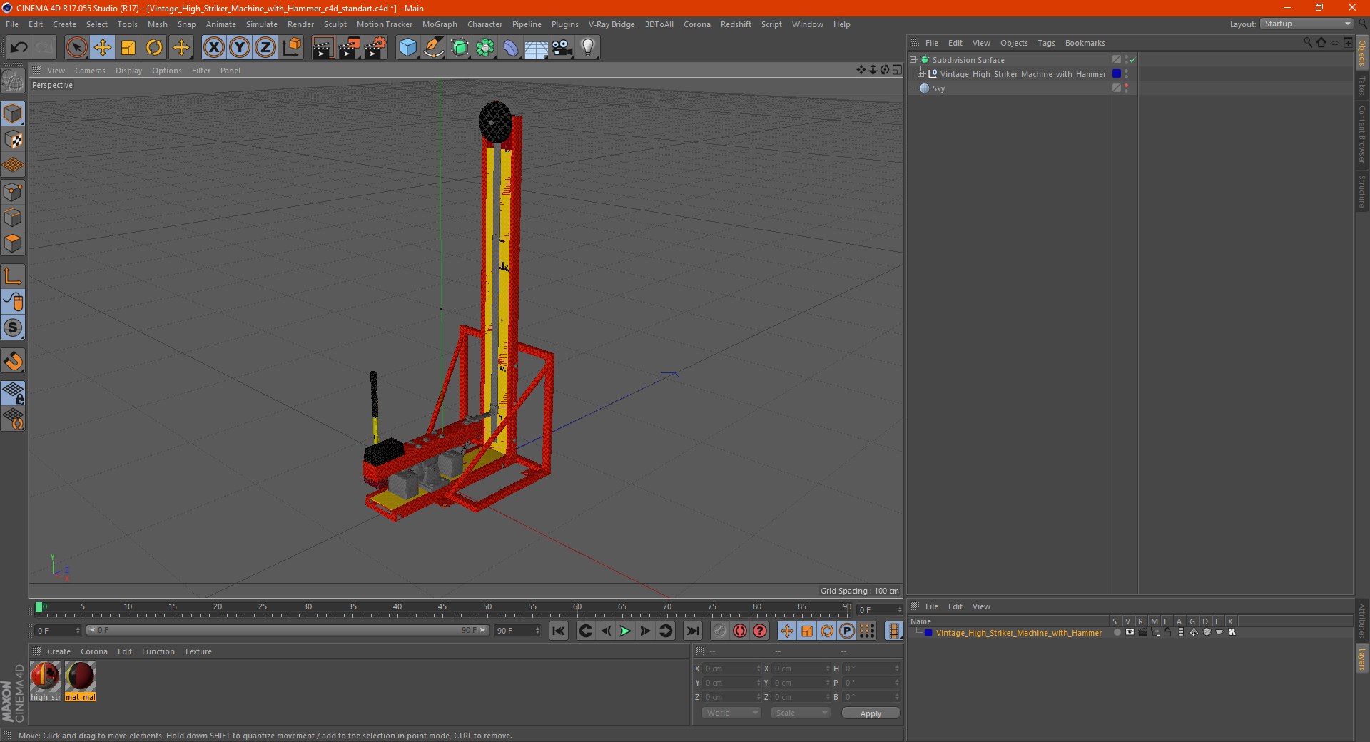 3D Vintage High Striker Machine with Hammer - TurboSquid 1737096