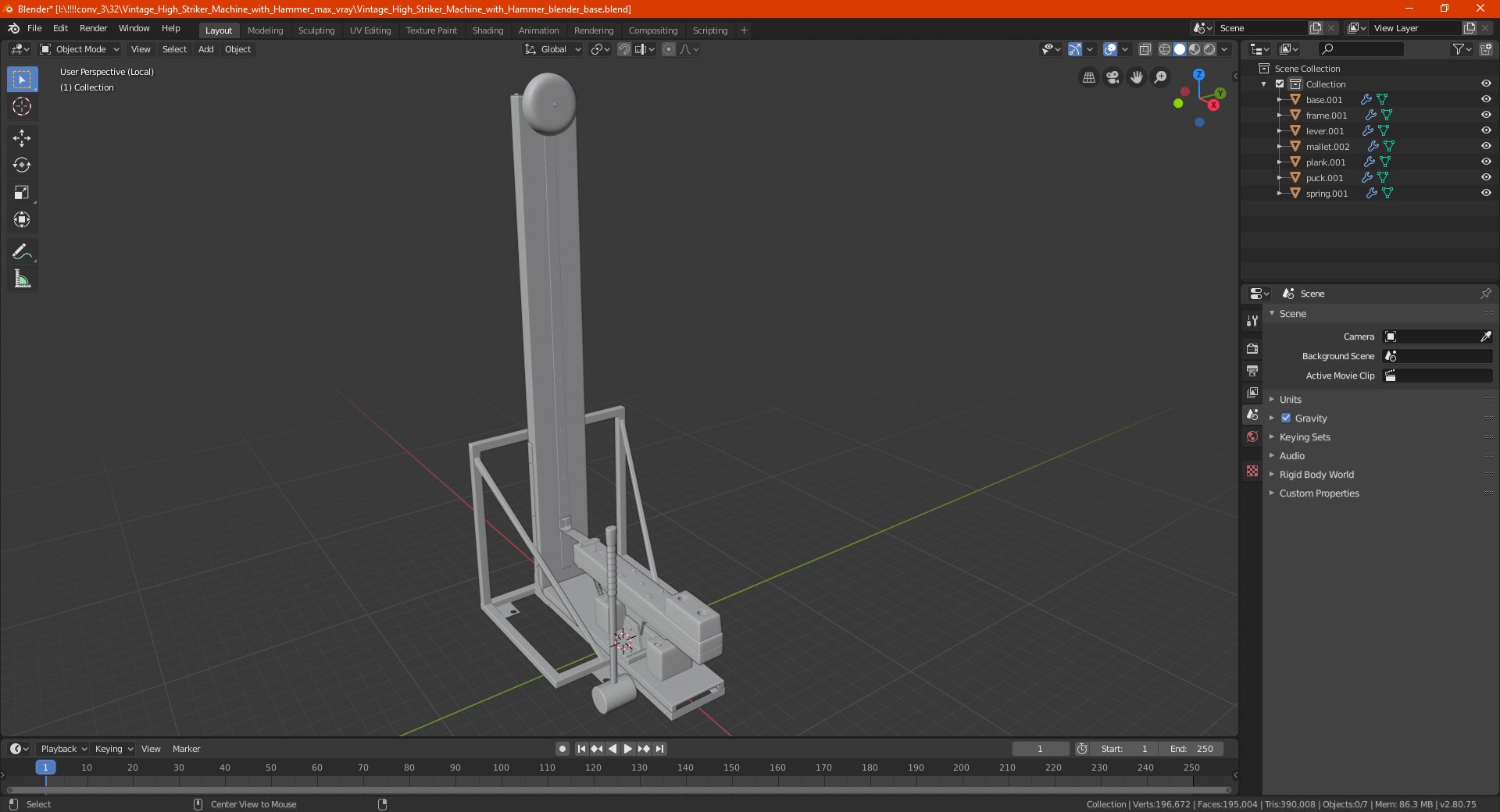 3D Vintage High Striker Machine with Hammer - TurboSquid 1737096