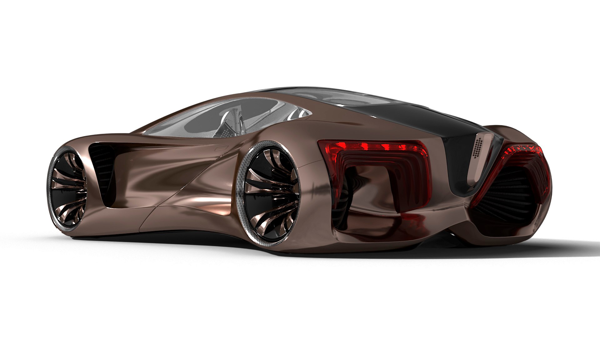 3D Futuristic Concept Car Design Petra Gold Color Rigged Model ...