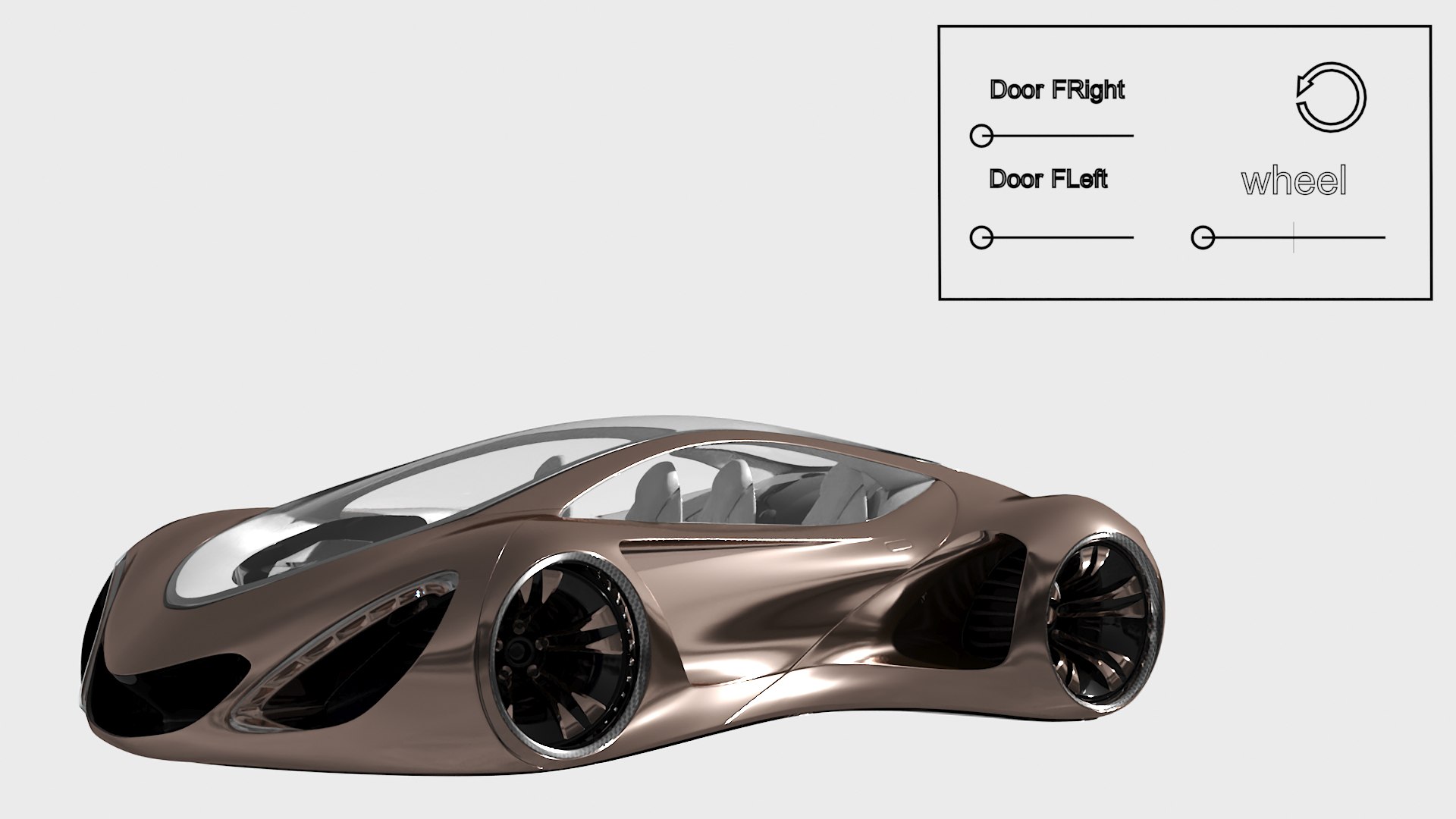 3D Futuristic Concept Car Design Petra Gold Color Rigged Model ...