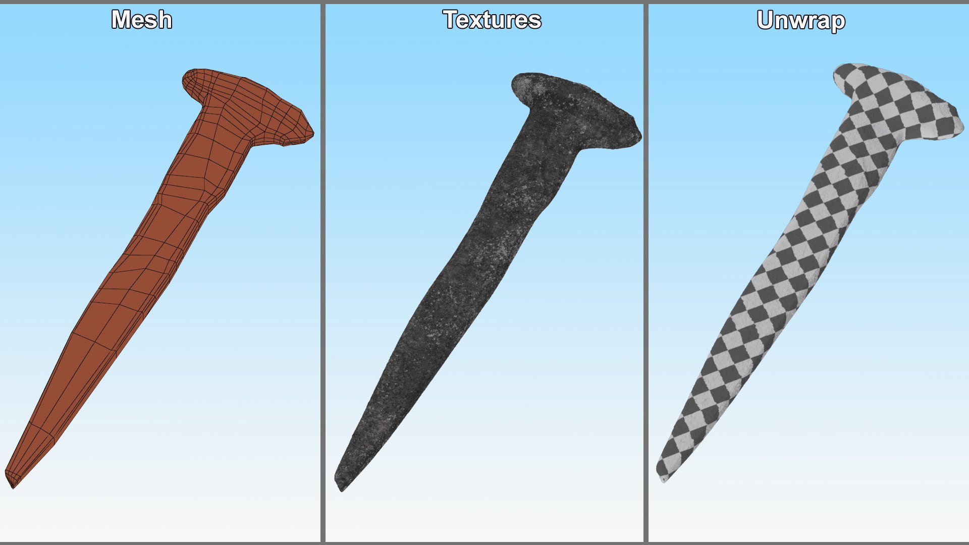 Rustic Hand Forged Nail 3D Model - TurboSquid 2213162