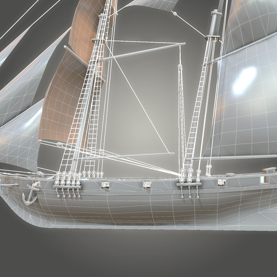 3d Model Schooner Halcon