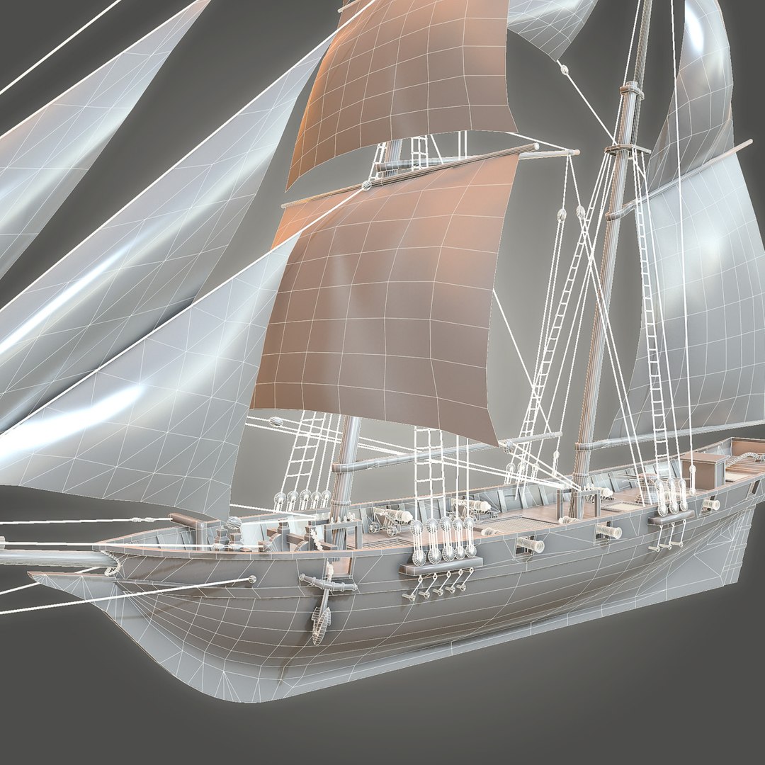 3d Model Schooner Halcon