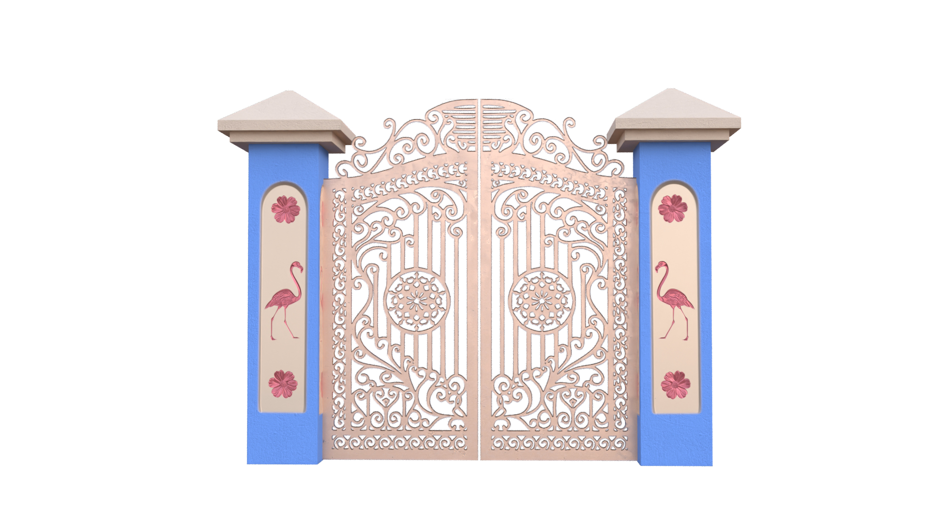 3D Ornate Decorative Garden Gate 3D Model PBR Low Poly Model ...