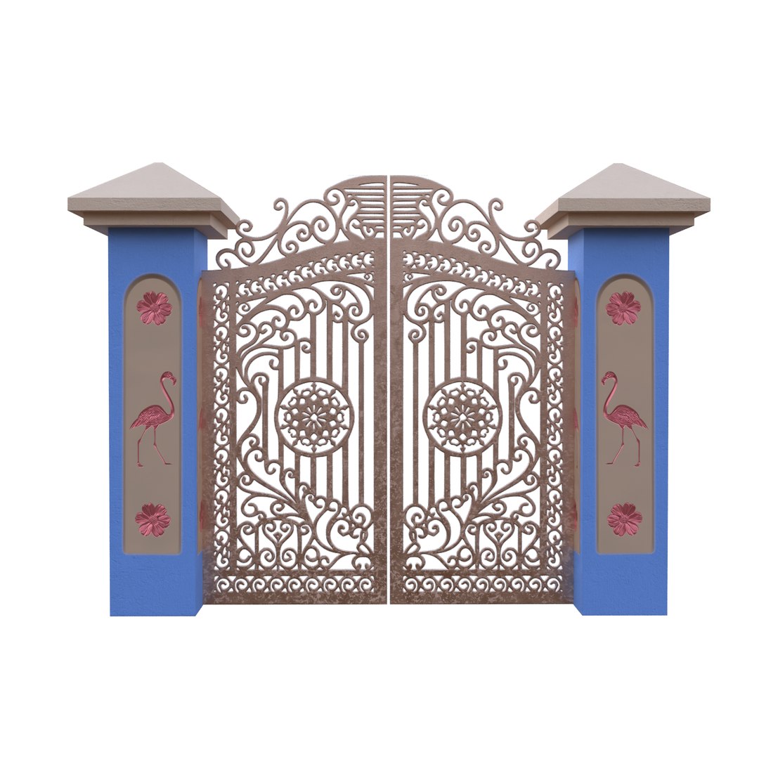 3D Ornate Decorative Garden Gate 3D Model PBR Low Poly Model ...