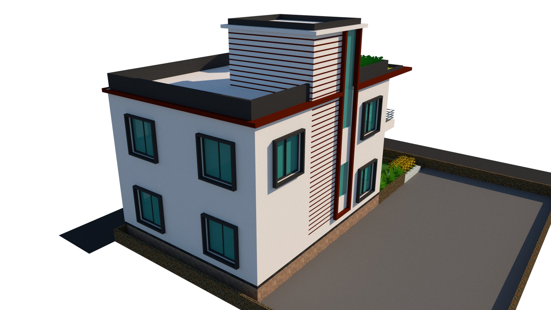 3D Model 6 Bed Duplex House At 800sft Complete Design - TurboSquid 2109326