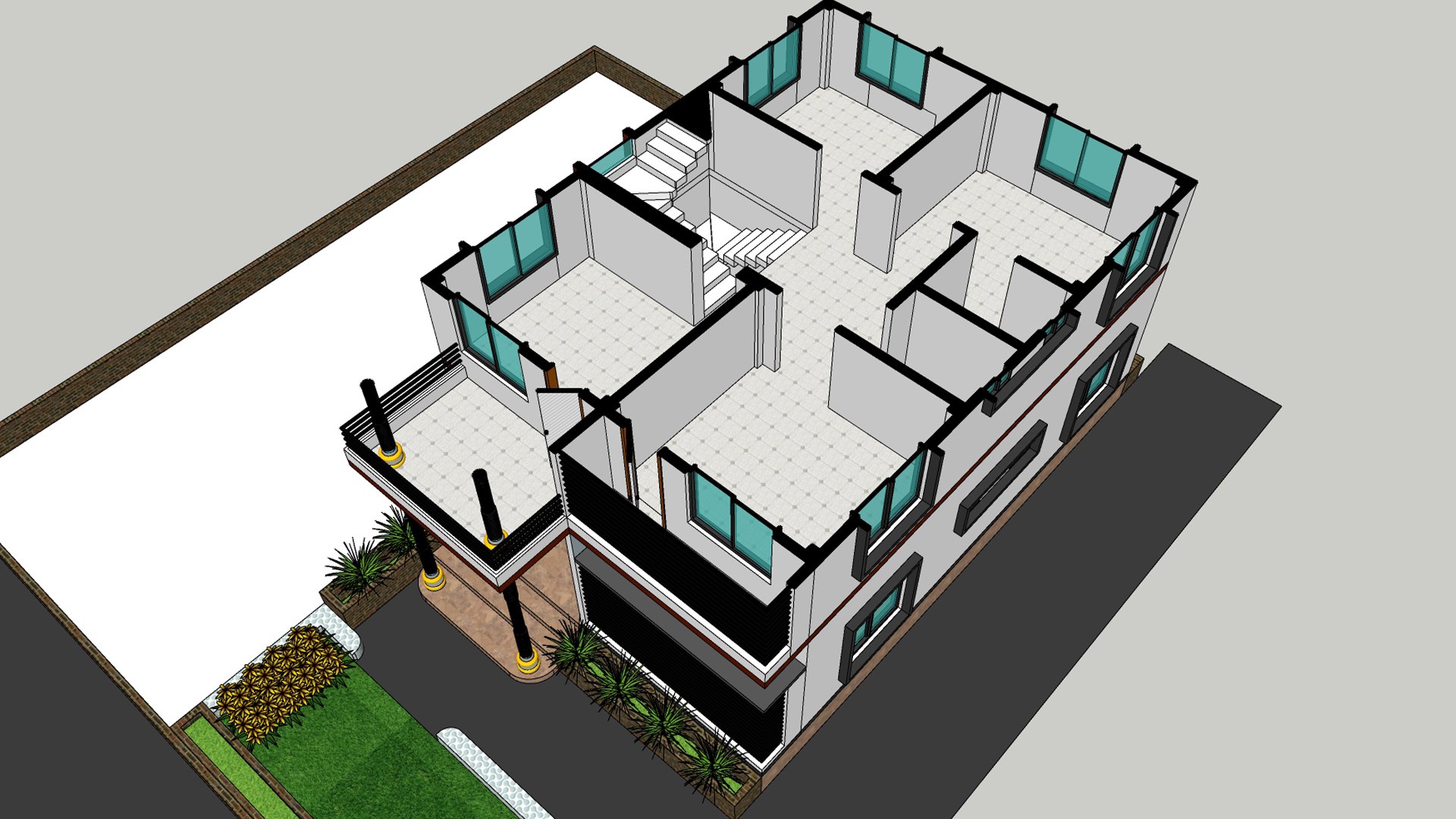 3D Model 6 Bed Duplex House At 800sft Complete Design - TurboSquid 2109326