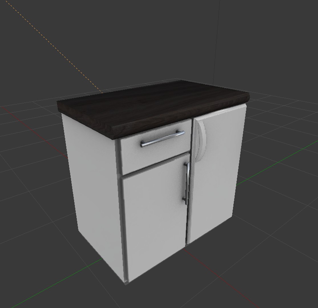 3d obj cabinet integrated freezer