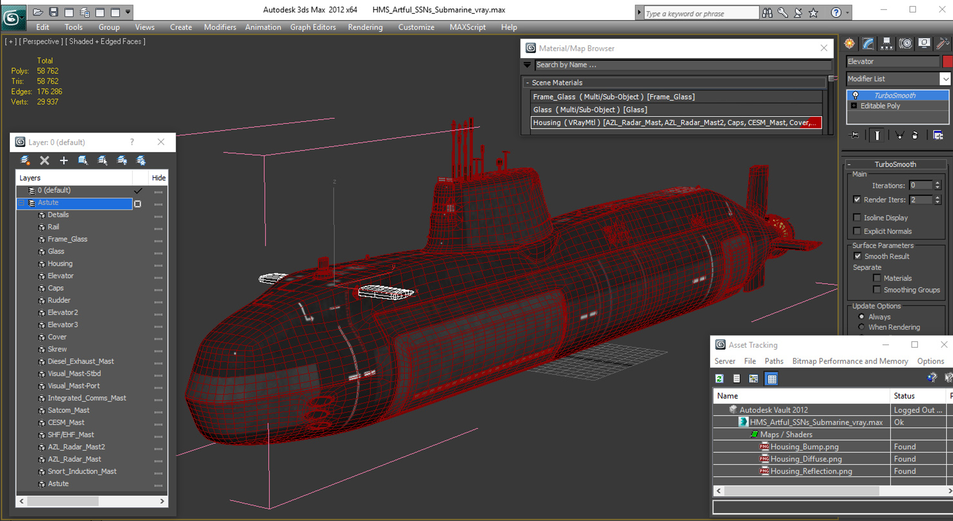 Hms Artful Ssns Submarine 3d Turbosquid 1369772