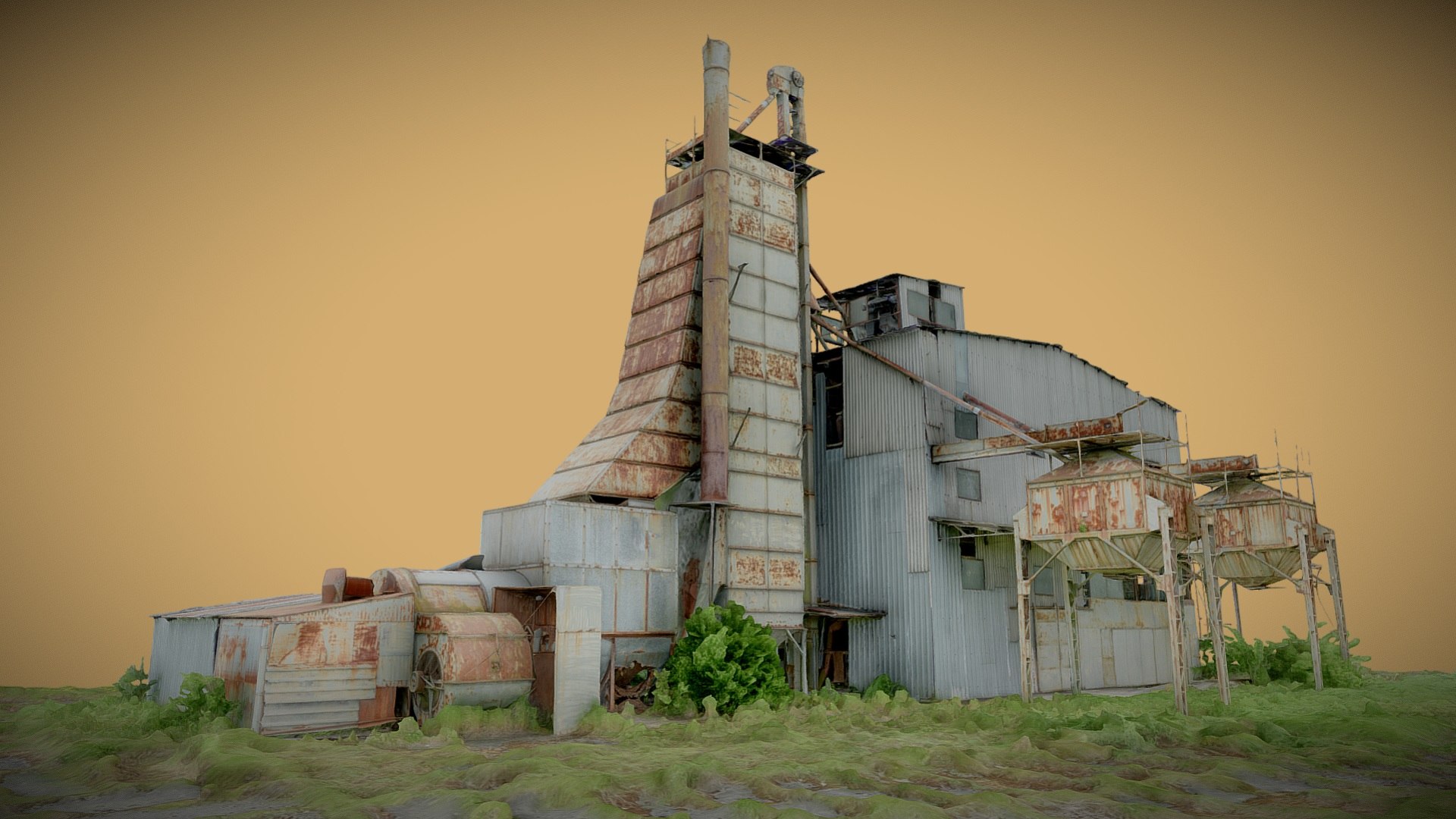 3D Abandoned Factory With Tall Tower - TurboSquid 2240211