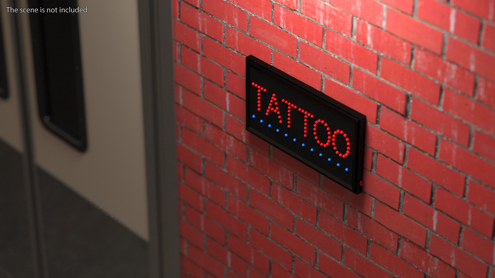 3D Model Light Billboard Tattoo LED Red Sign ON - TurboSquid 2108308