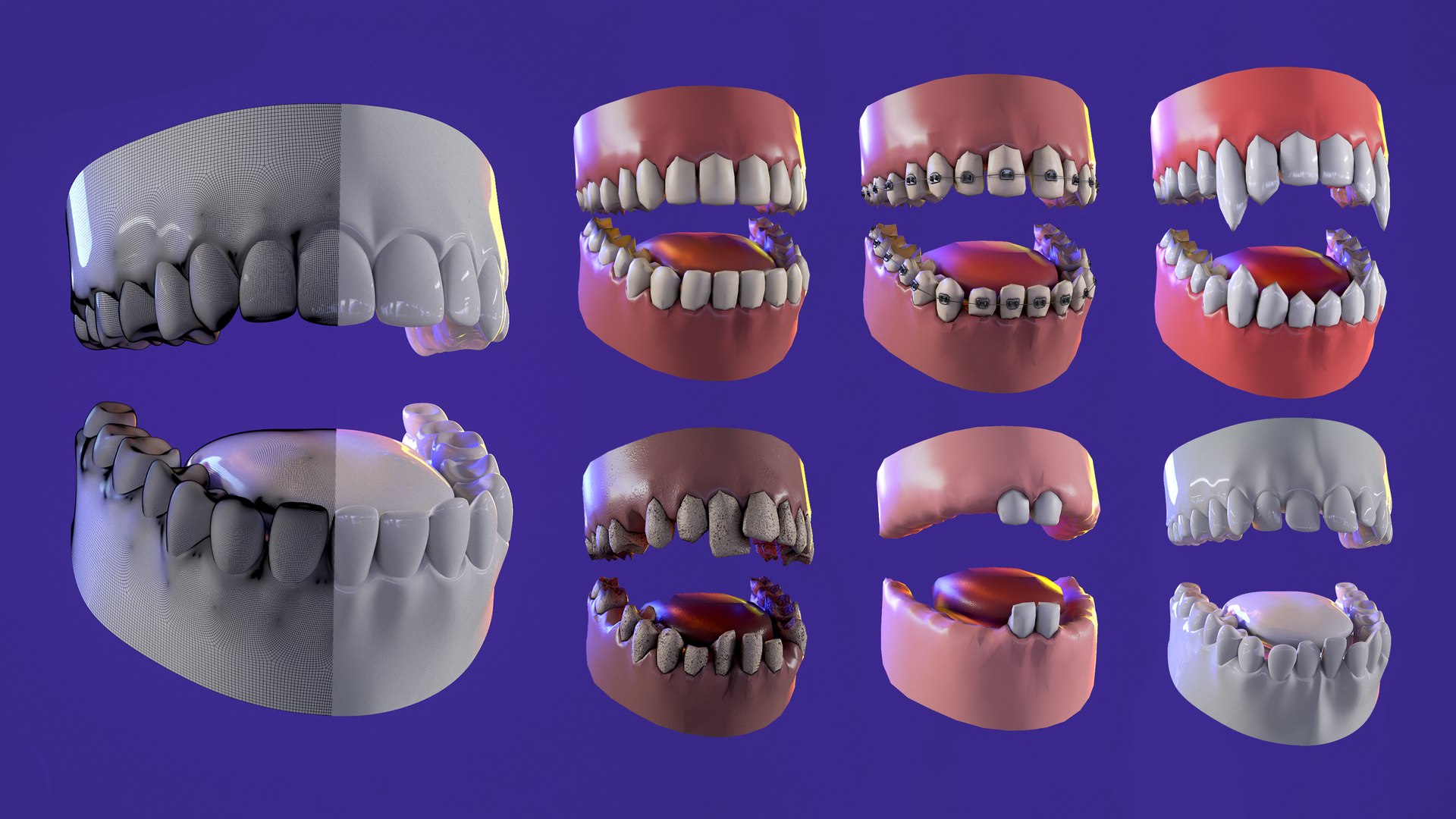 7 Teeth Kit Game Ready Pbr Model Low-poly 3D Model 3D Model ...