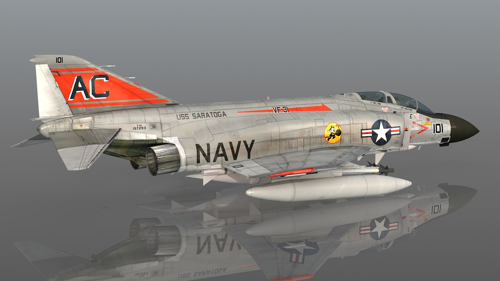3d F4 J Navy Phantom Ii Tomcatters Vf 31 Uss Saratoga Model
