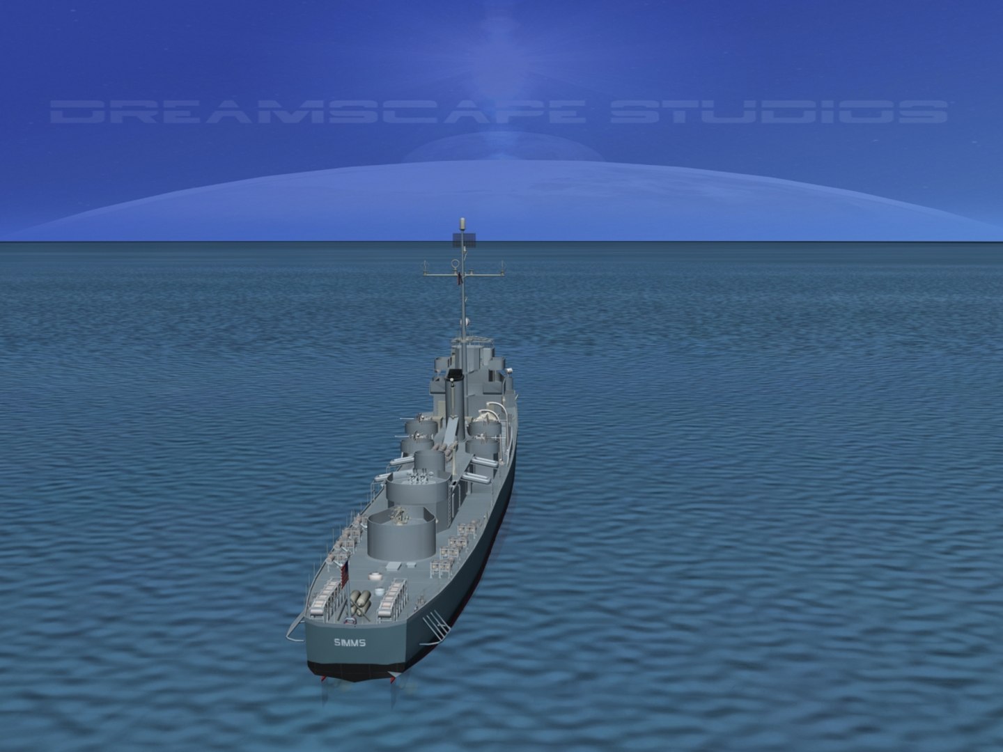 3d model of guns buckley class destroyer