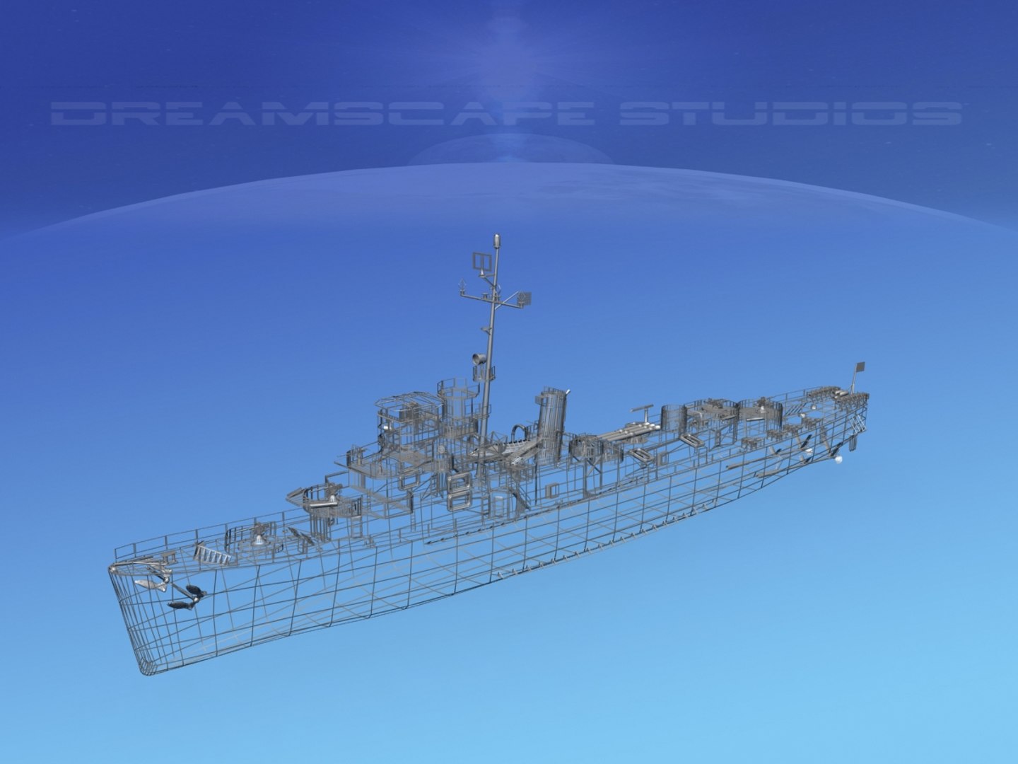 3d model of guns buckley class destroyer
